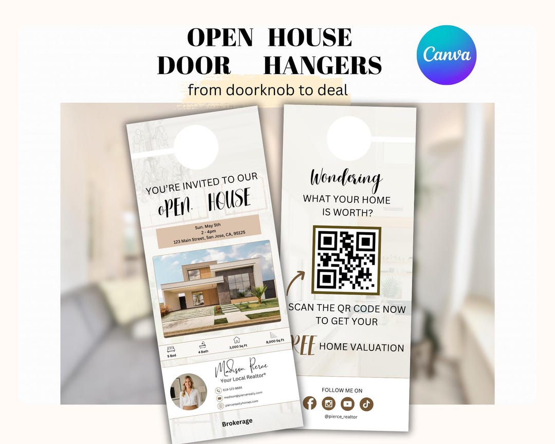 Realtor Open House Door Hanger Template | Modern Minimal Real Estate ...