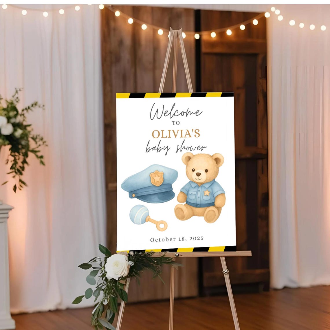 Baby Shower Welcome Sign, Police Baby Shower Welcome Sign, Policeman ...
