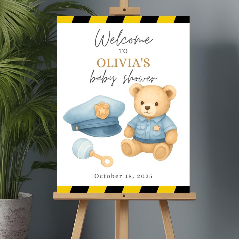 Baby Shower Welcome Sign, Police Baby Shower Welcome Sign, Policeman ...