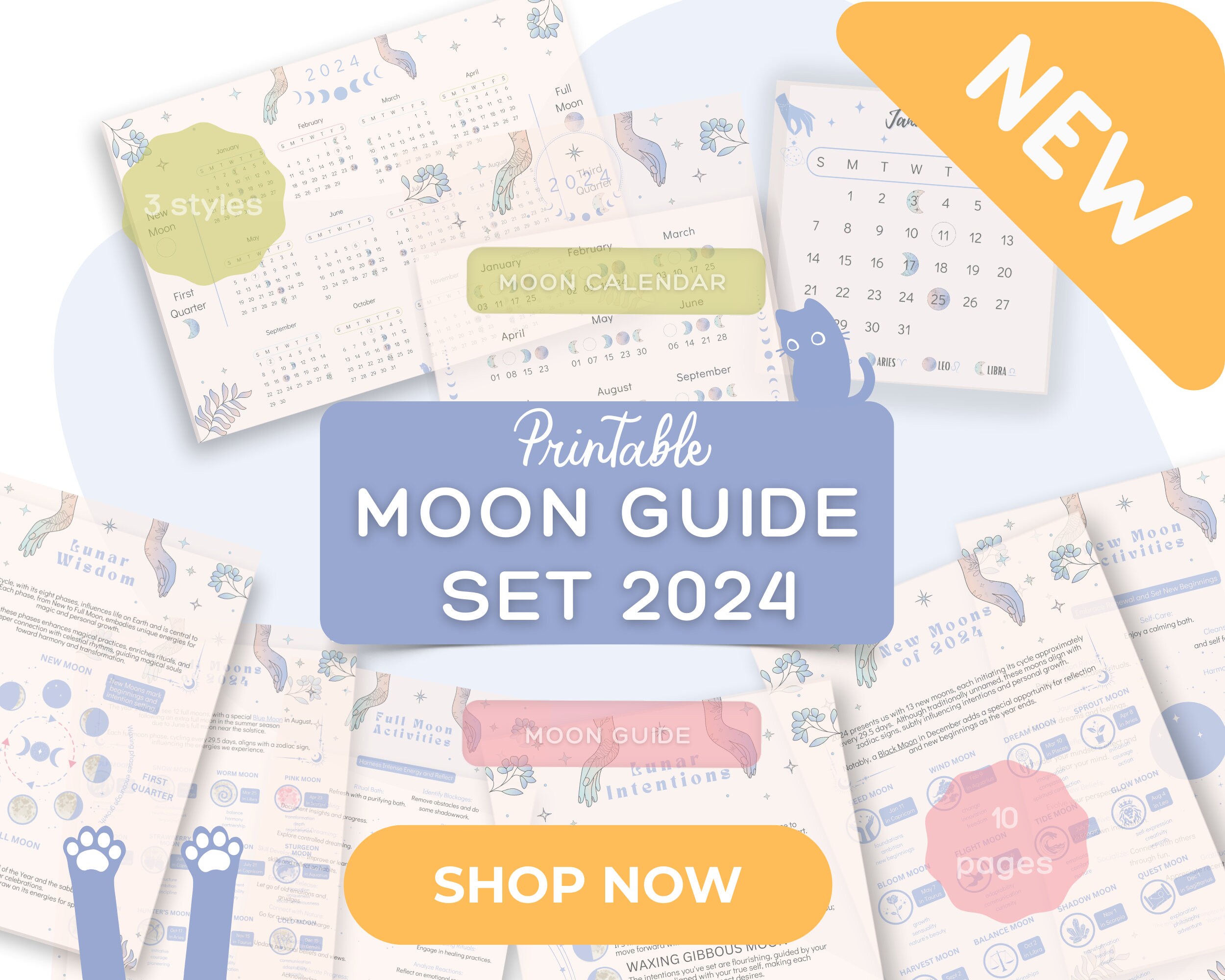 2024 Moon Phase Guide Printable Detailed Lunar & Zodiac Influence Full and New Moon Phases With ...