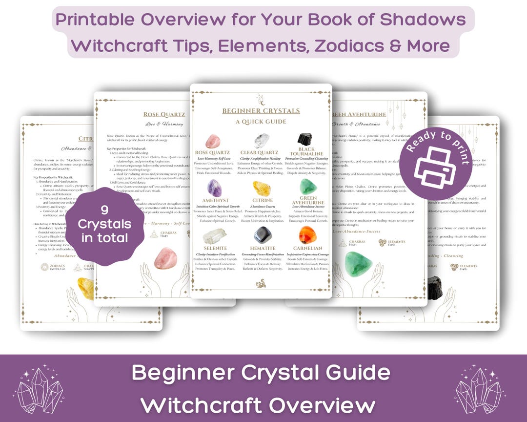 Quick Guide to Beginner Crystals - Printable Crystal PDF Overview for ...