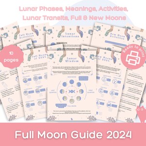 2024 Moon Phase Guide Printable Detailed Lunar & Zodiac Influence Full and New Moon Phases With ...