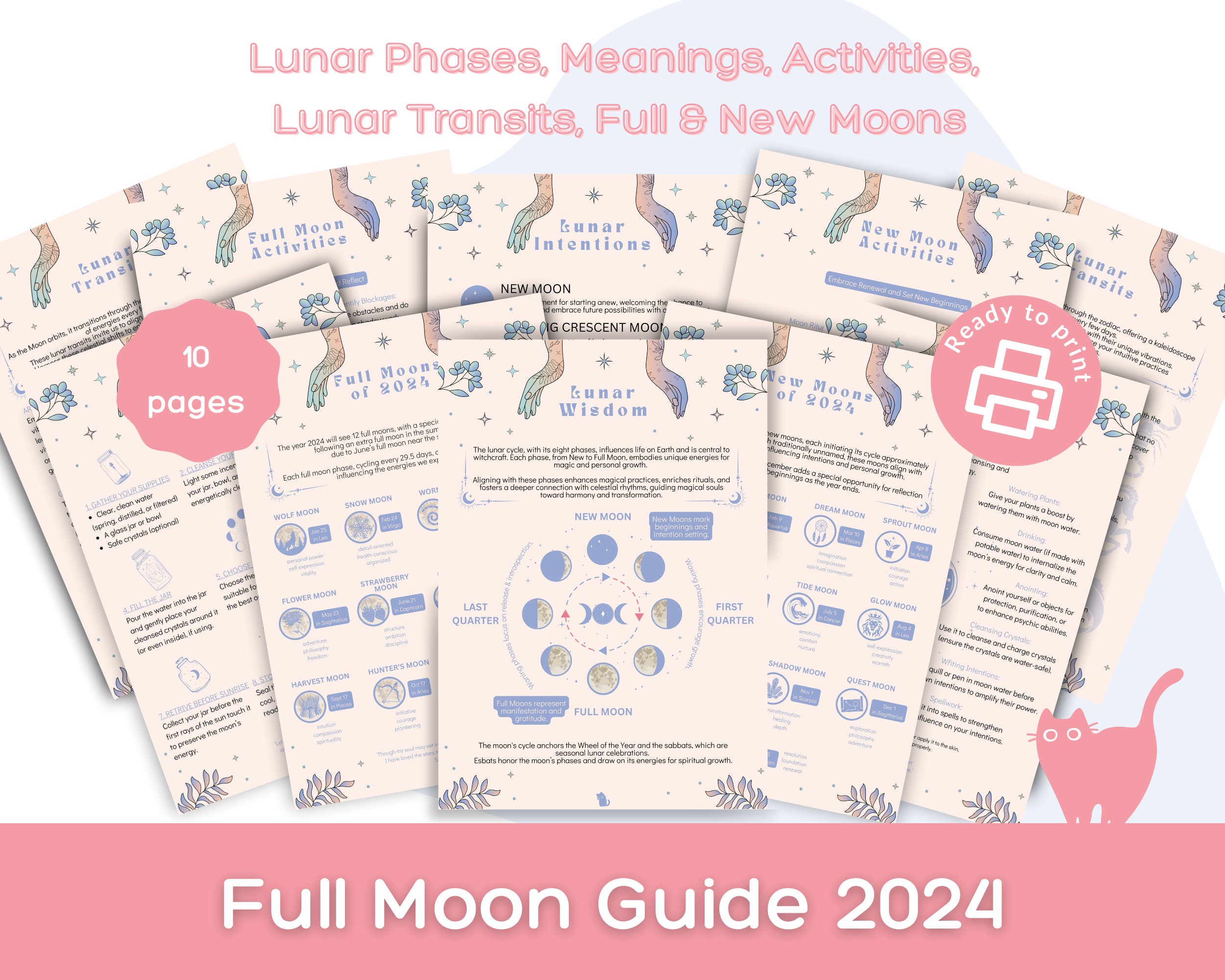 2024 Moon Phase Guide Printable Detailed Lunar & Zodiac Influence Full ...