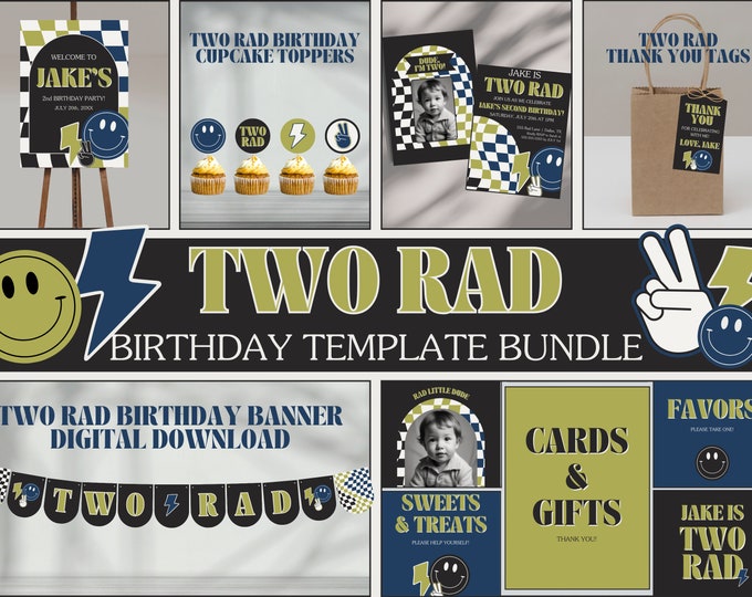 Two Rad Ultimate Bundle Templates | Digital Download | Birthday Party ...