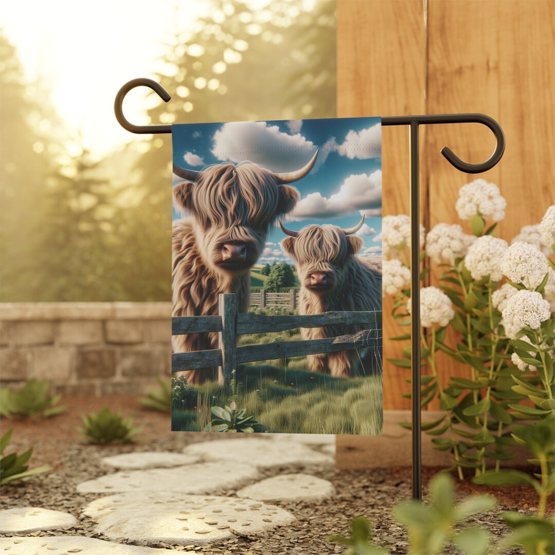 Highland Cow Garden Flag Banner for House Banner With Cow Lover Gift ...