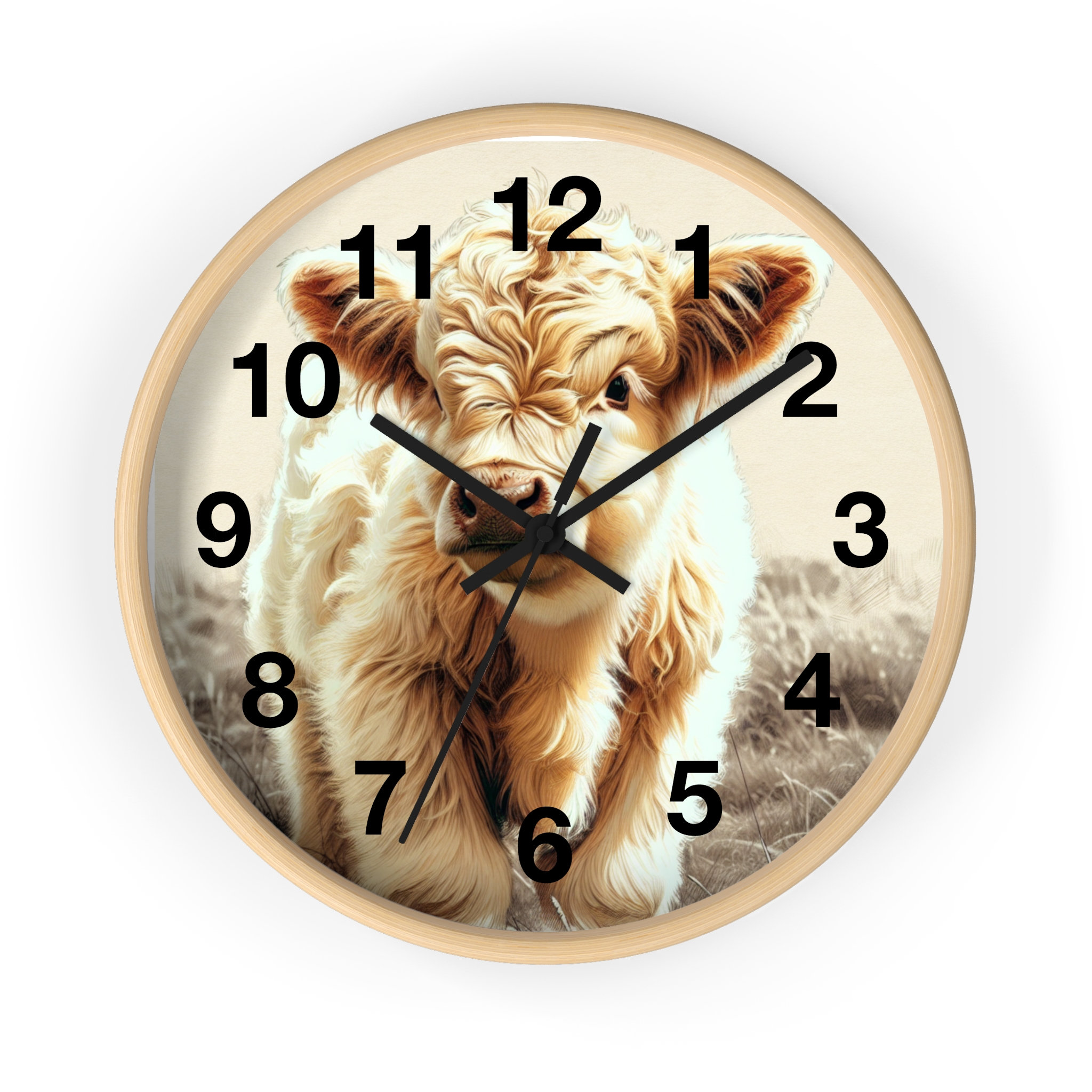 White Highland Cow Wall Clock 10x10 Farmhouse Decor - Etsy