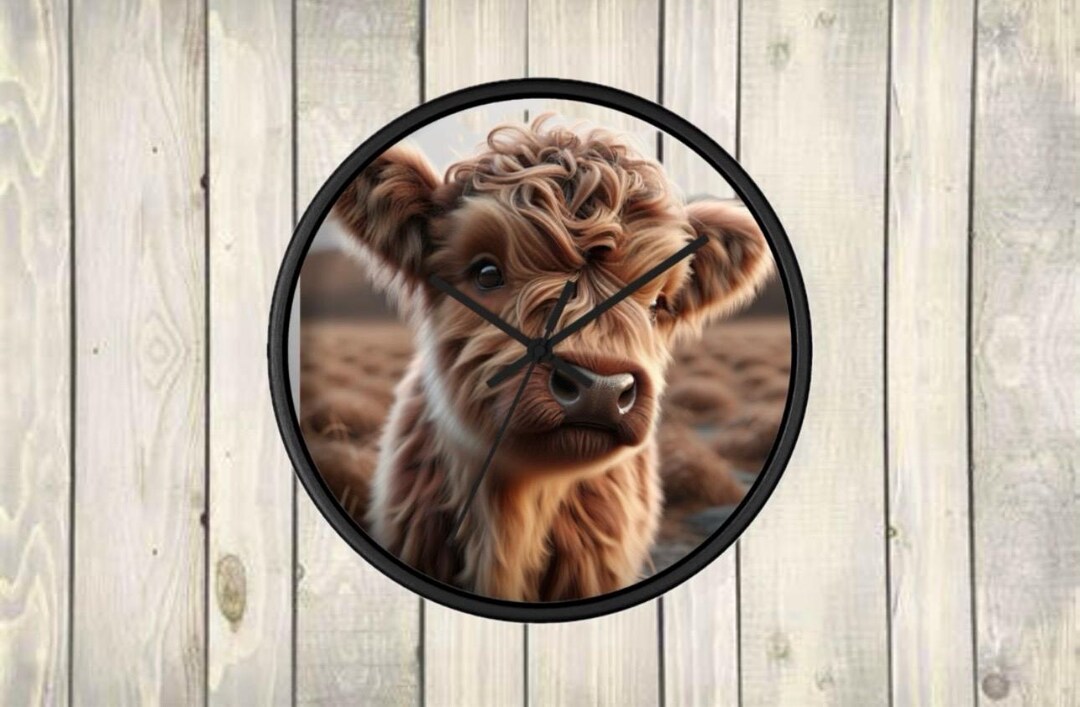 Highland Cow Clock Gift Farmhouse Decor Brown Cow Wall Clock for ...