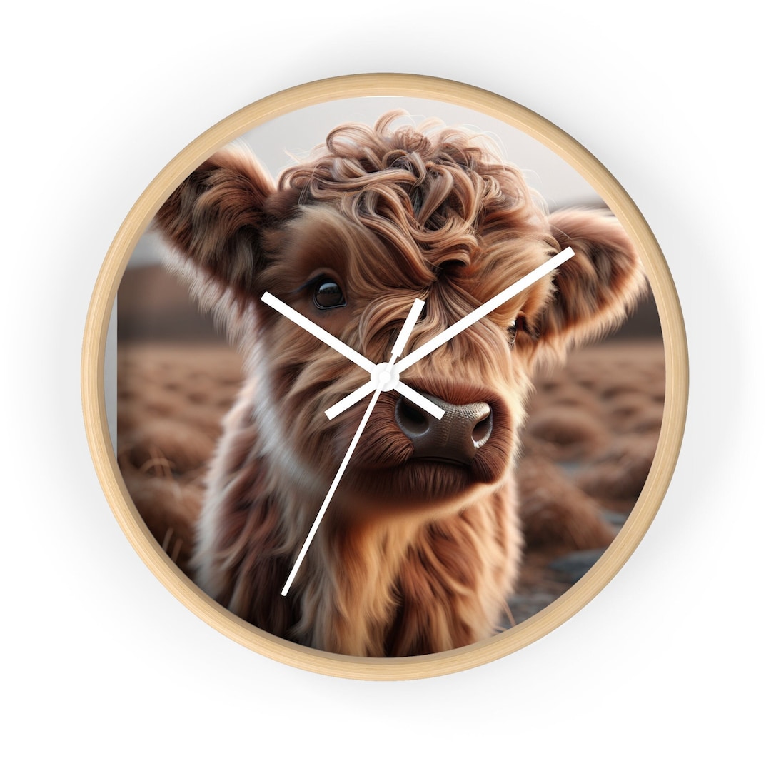 Brown Highland Cow Wall Clock 10X10 Farmhouse Decor - Etsy