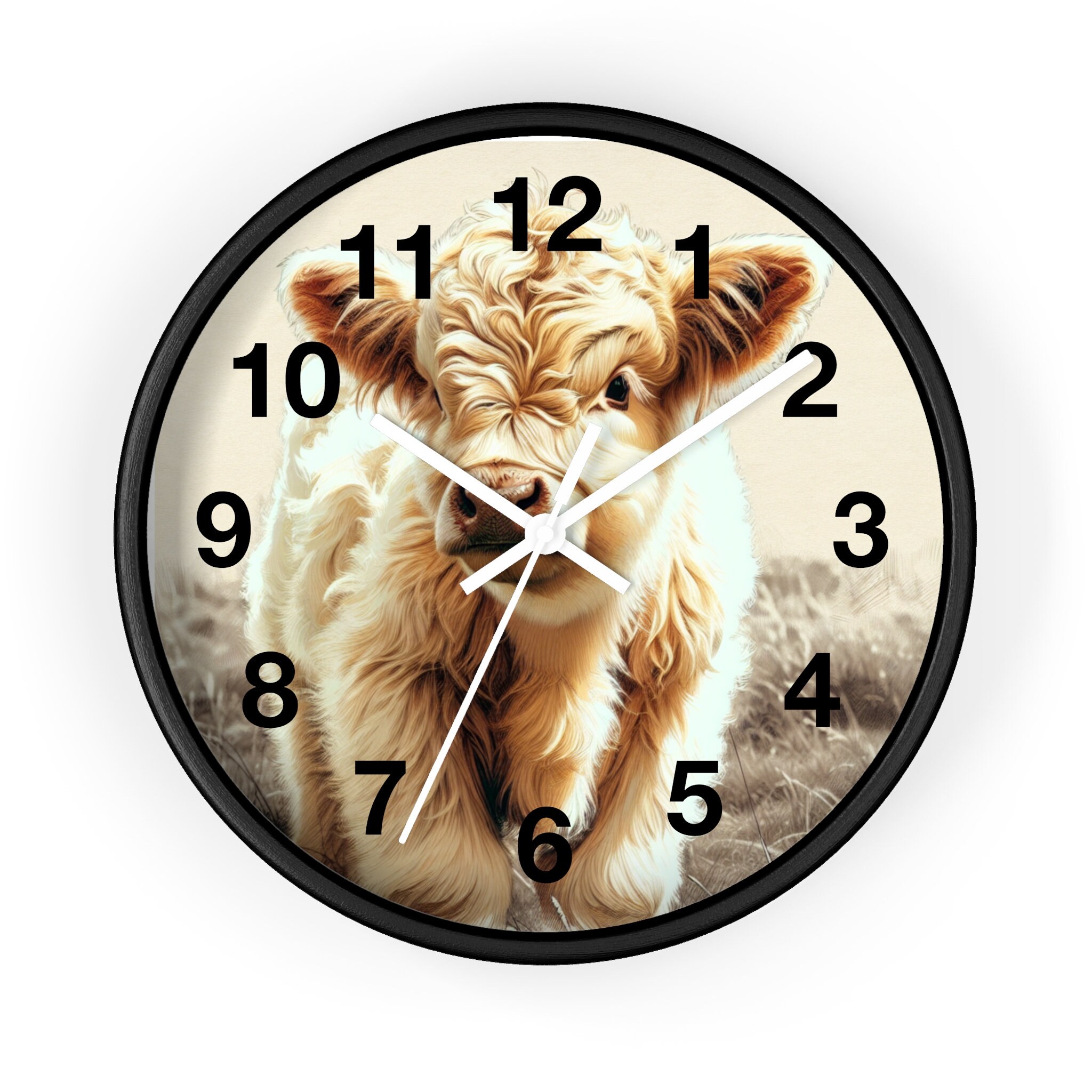 White Highland Cow Wall Clock 10x10 Farmhouse Decor - Etsy