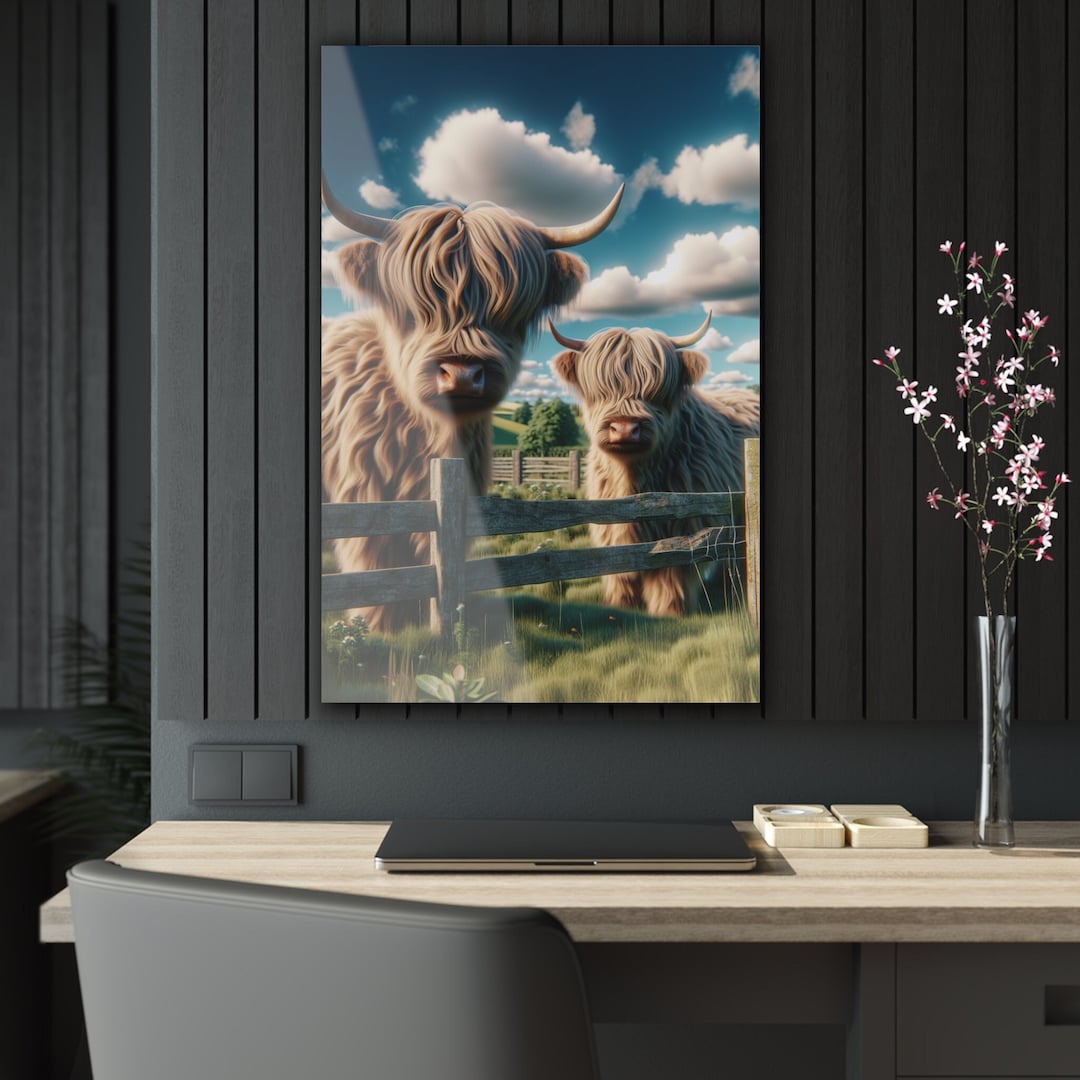 Highland Cow ACRYLIC Wall Hanging Art Mounted Cow Decor Acrylic Cow ...