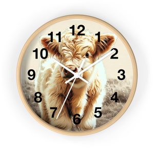 White Highland Cow Wall Clock 10x10 Farmhouse Decor - Etsy