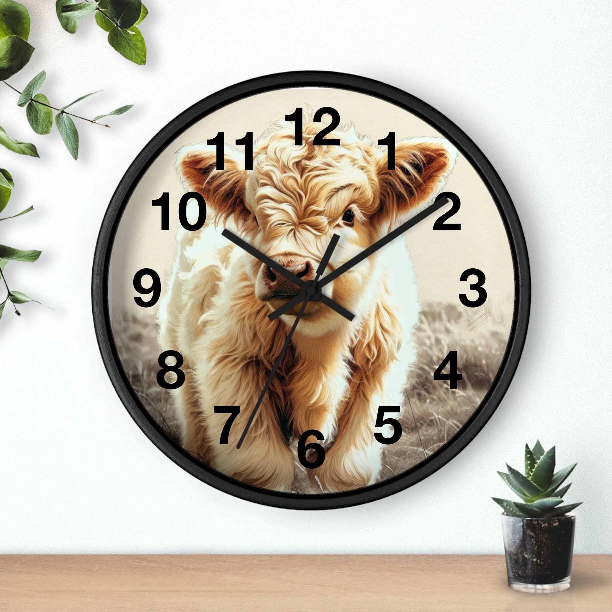 White Highland Cow Wall Clock 10x10 Farmhouse Decor - Etsy