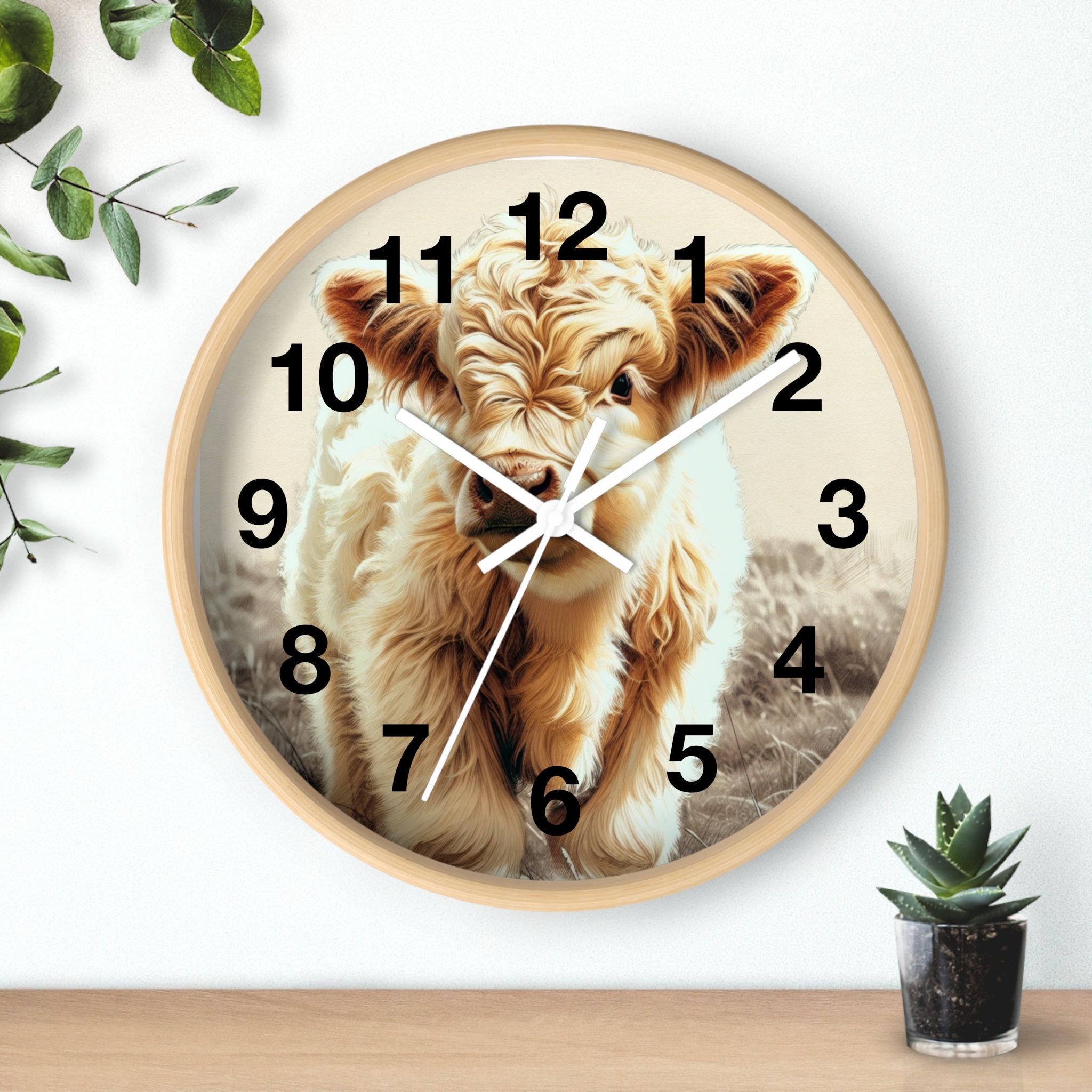 White Highland Cow Wall Clock 10x10 Farmhouse Decor - Etsy
