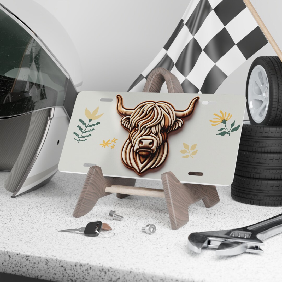 Highland Cow Vanity Plate Cow License Plate for Cow Lover Car Plate ...