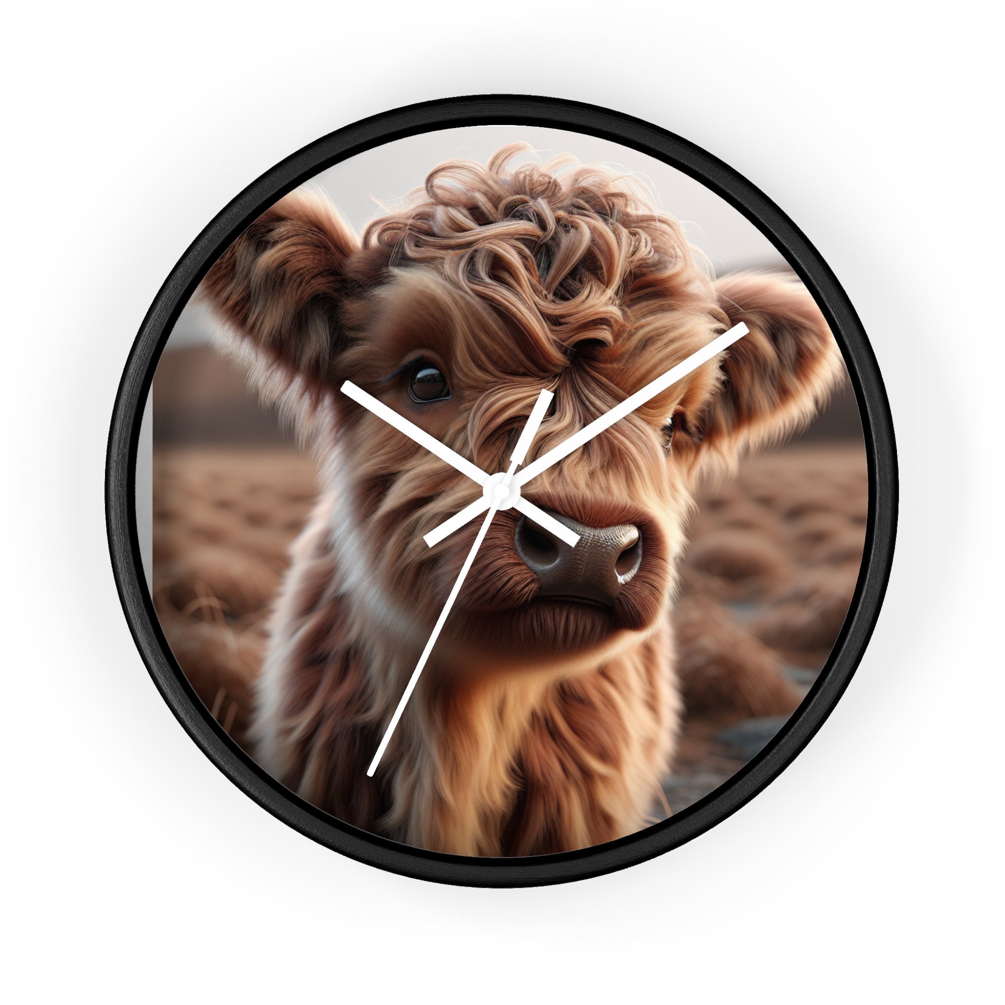 Brown Highland Cow Wall Clock 10X10 Farmhouse Decor - Etsy