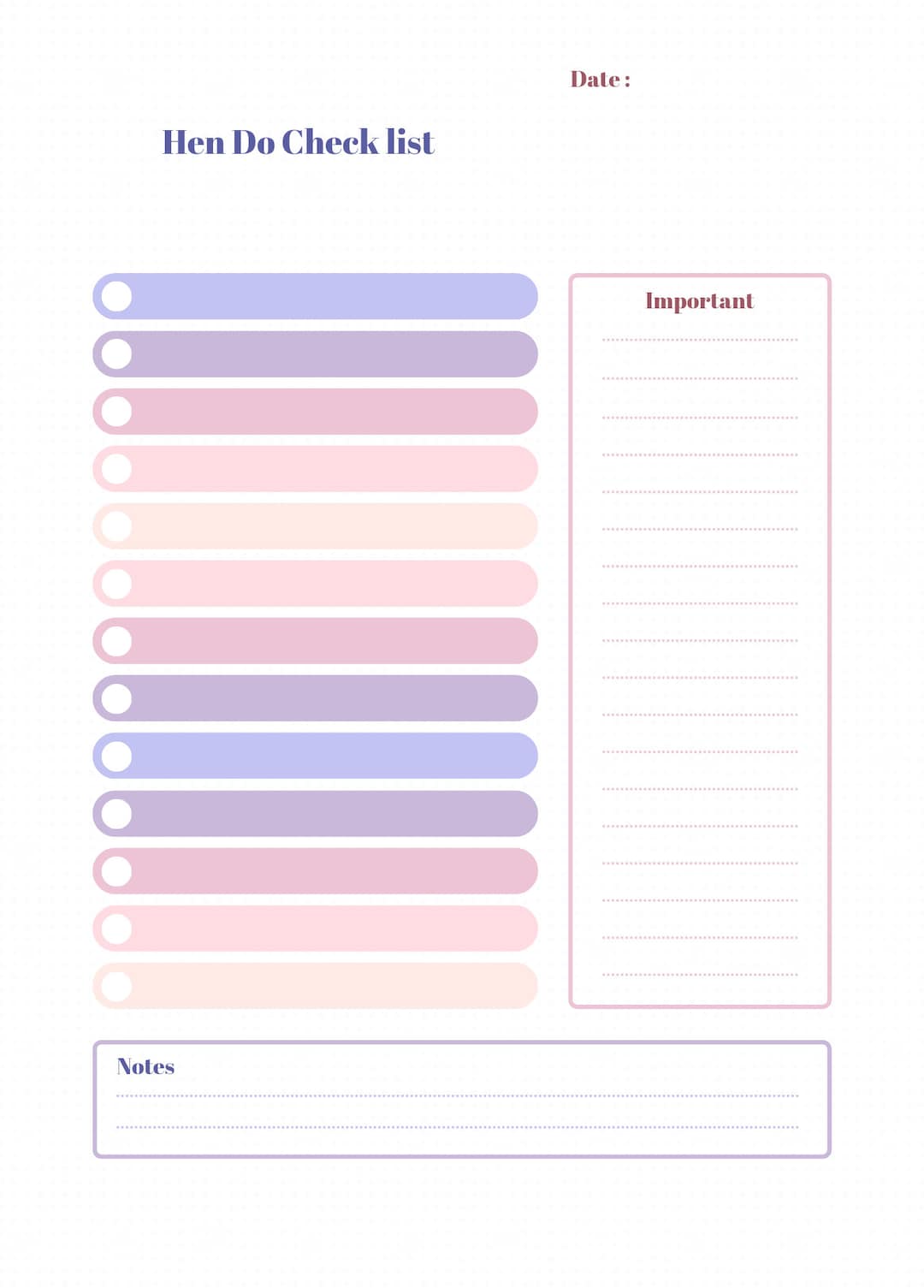 Hen Do Check List. - Etsy