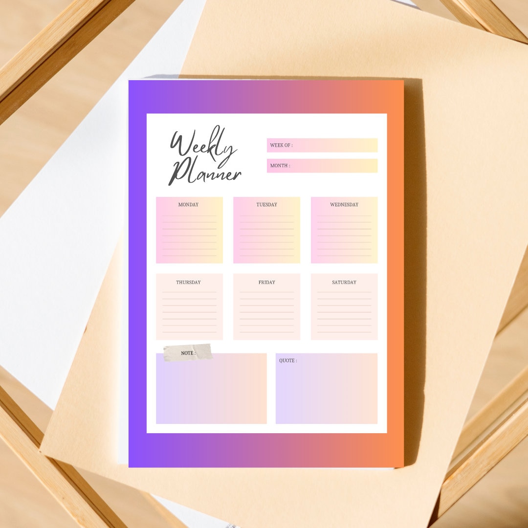 Dynamic Weekly Planner A3 Printable Download - Etsy
