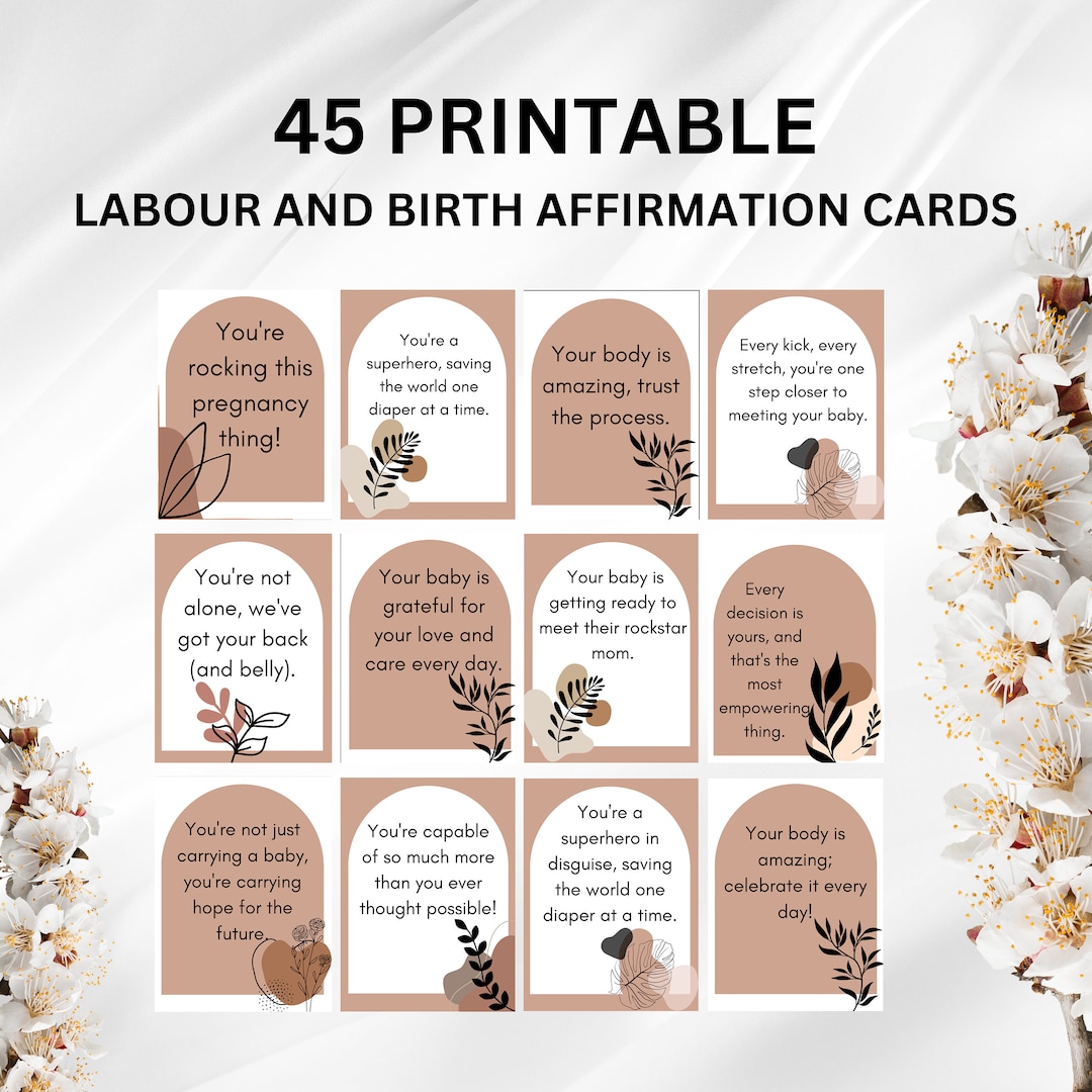 45 Printable Birth Affirmations Cards for Pregnant Women, Gifts for New ...