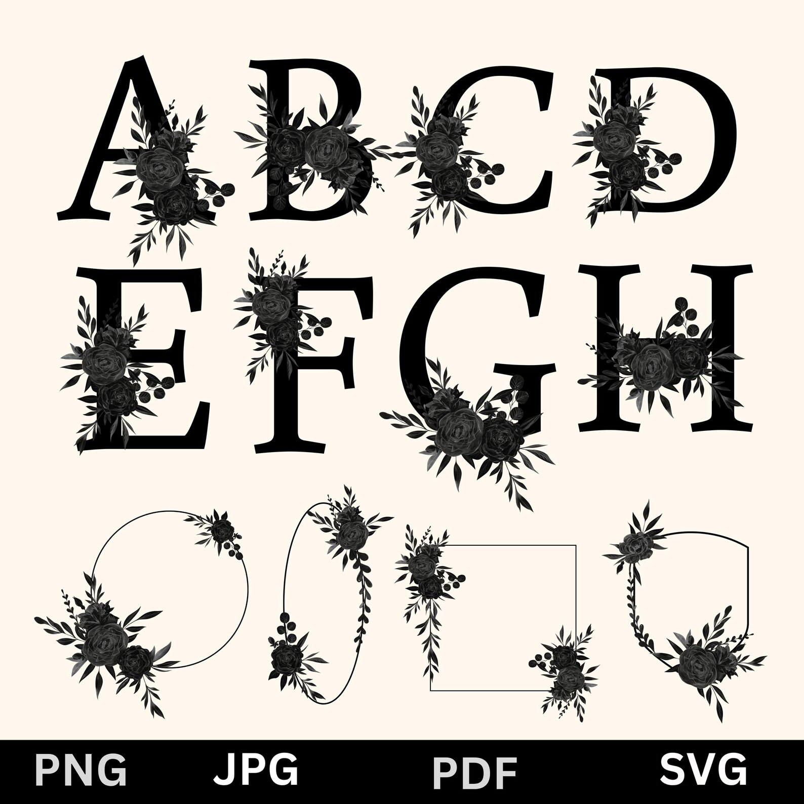 Alphabet Split Monogram Svg Floral Monogram SVG Split Monogram Flourish ...