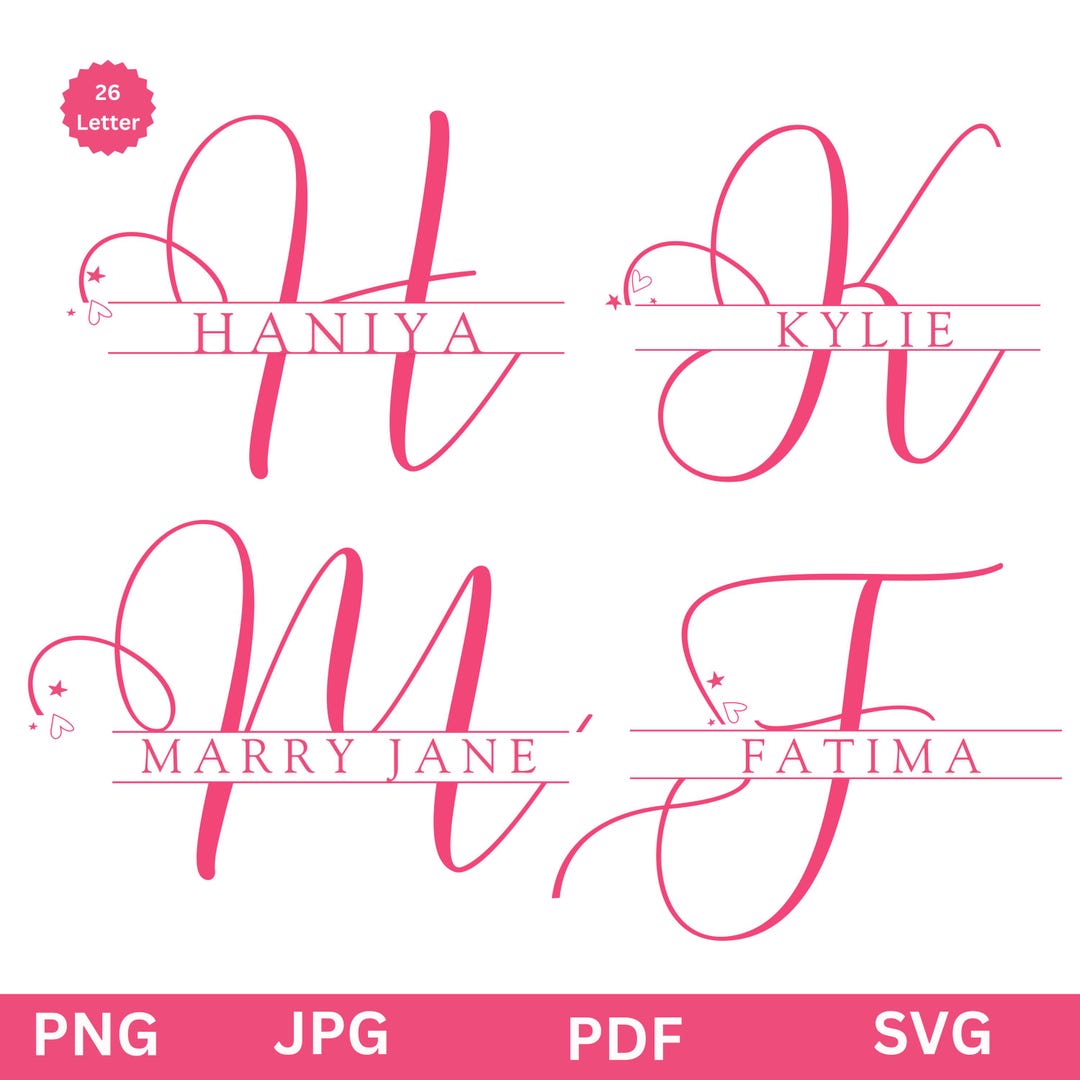 Fancy Alphabet Font Frame Svg/png Split Letter SVG Split Font Frame ...