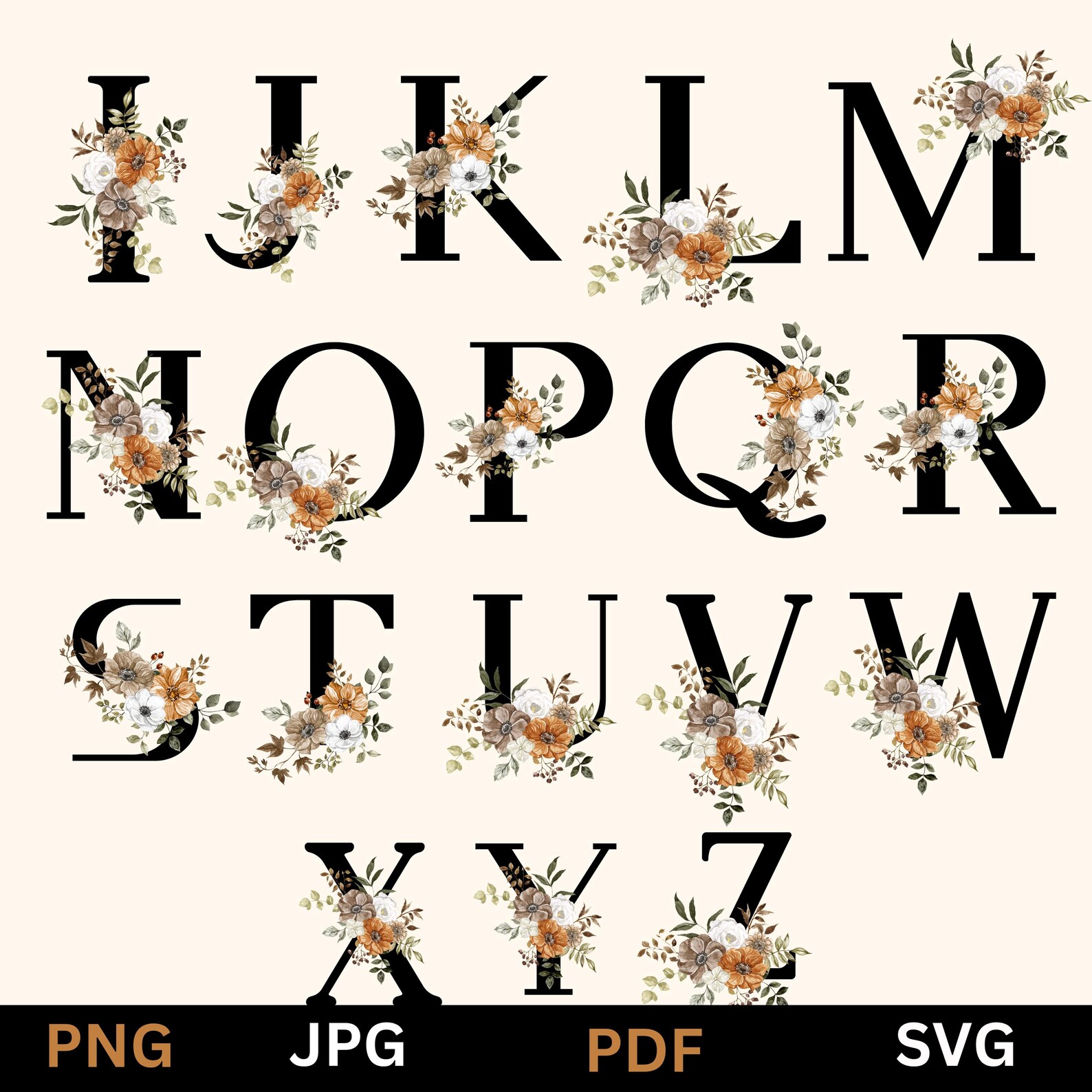 Alphabet Split Monogram Svg Floral Monogram SVG Split Monogram Flourish ...