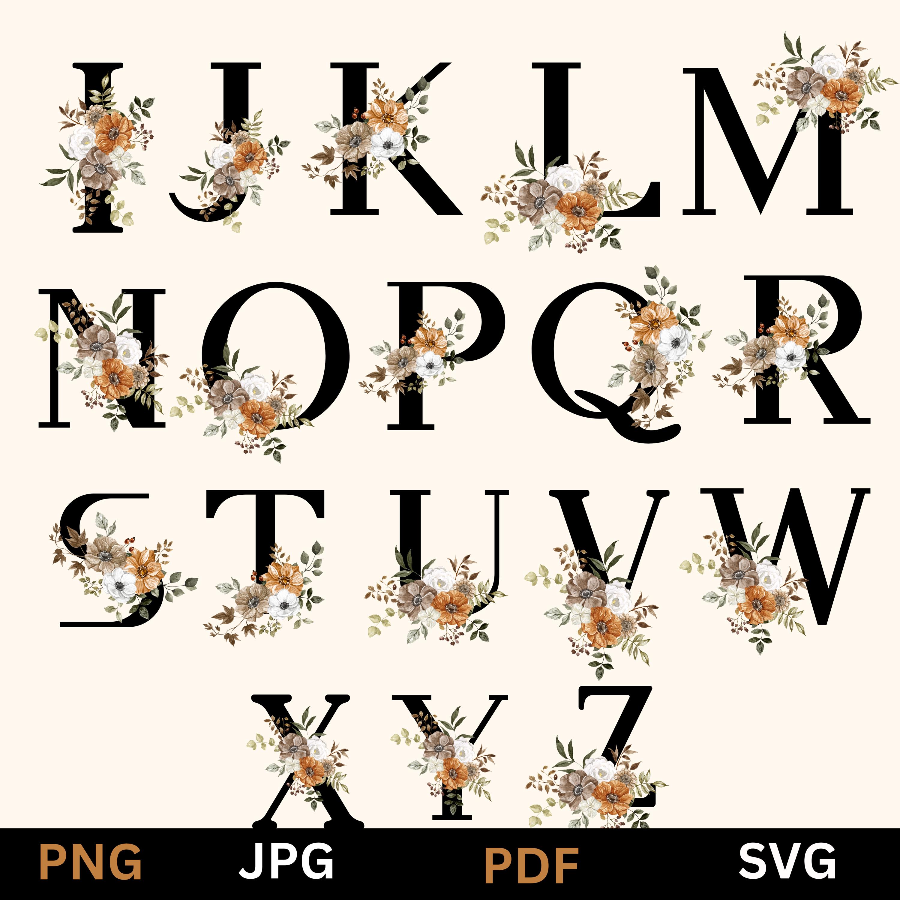 Alphabet Split Monogram Svg Floral Monogram SVG Split Monogram Flourish ...