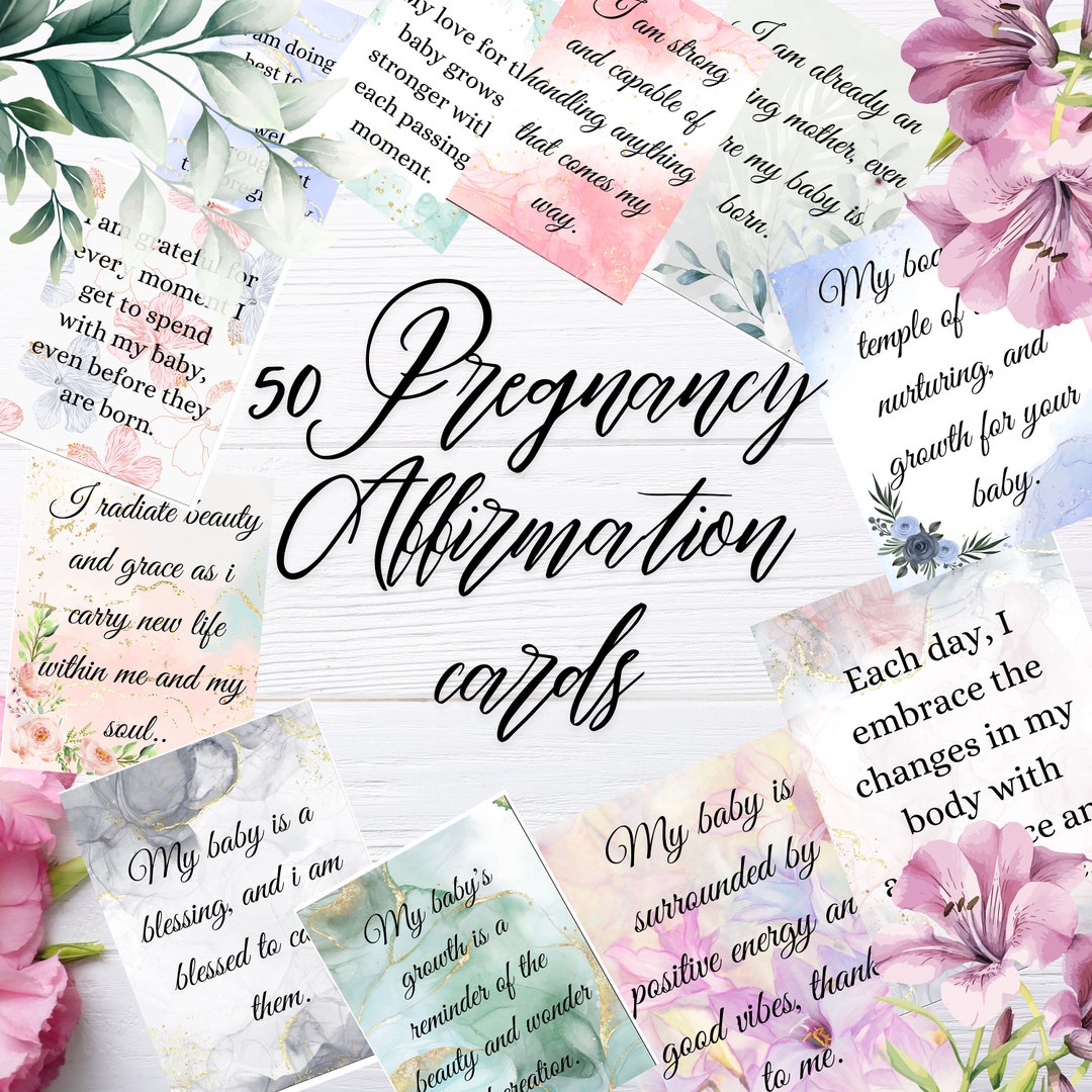 50 Printable Birth Affirmations Cards for Pregnant Women, Stress Relief ...