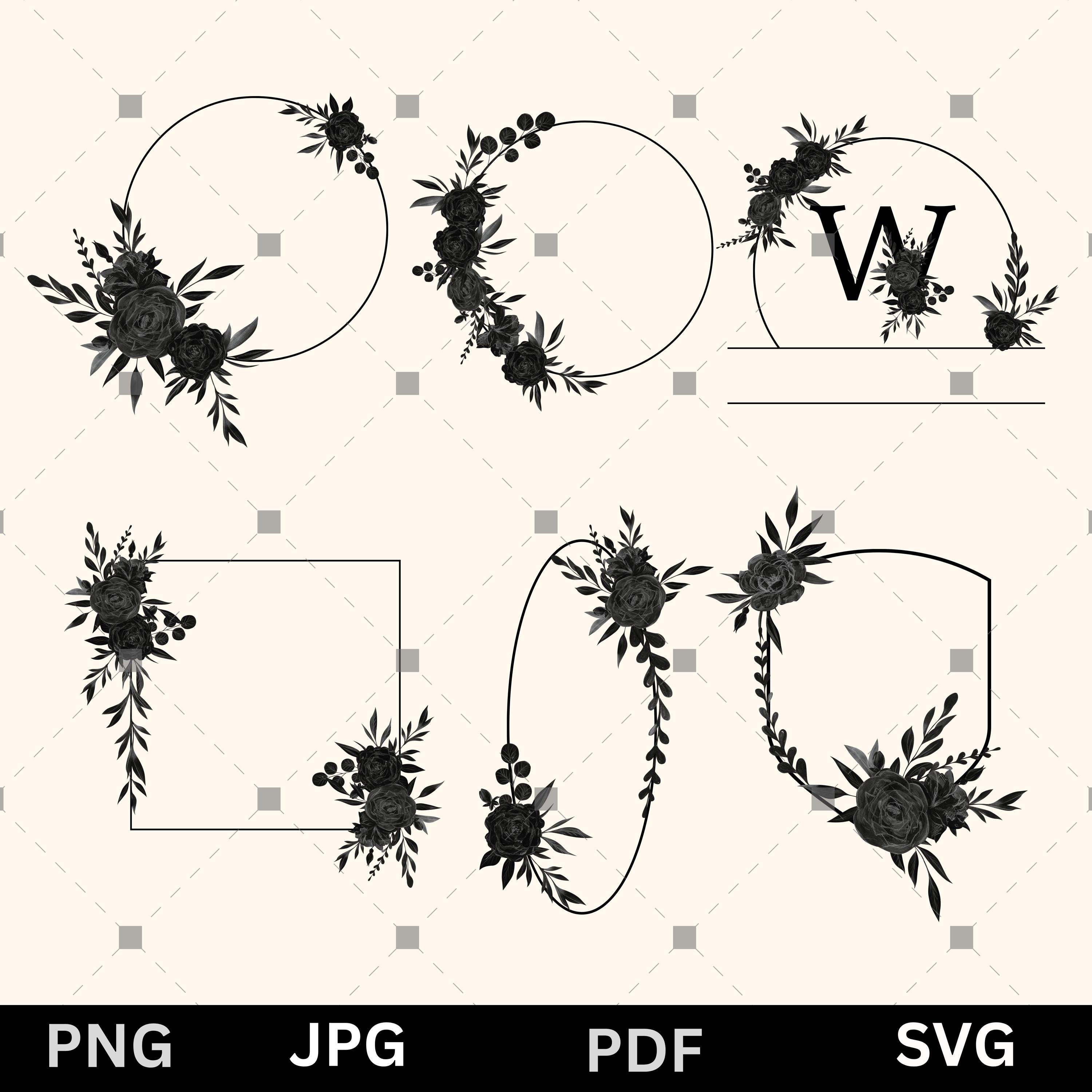 Alphabet Split Monogram Svg Floral Monogram SVG Split Monogram Flourish ...