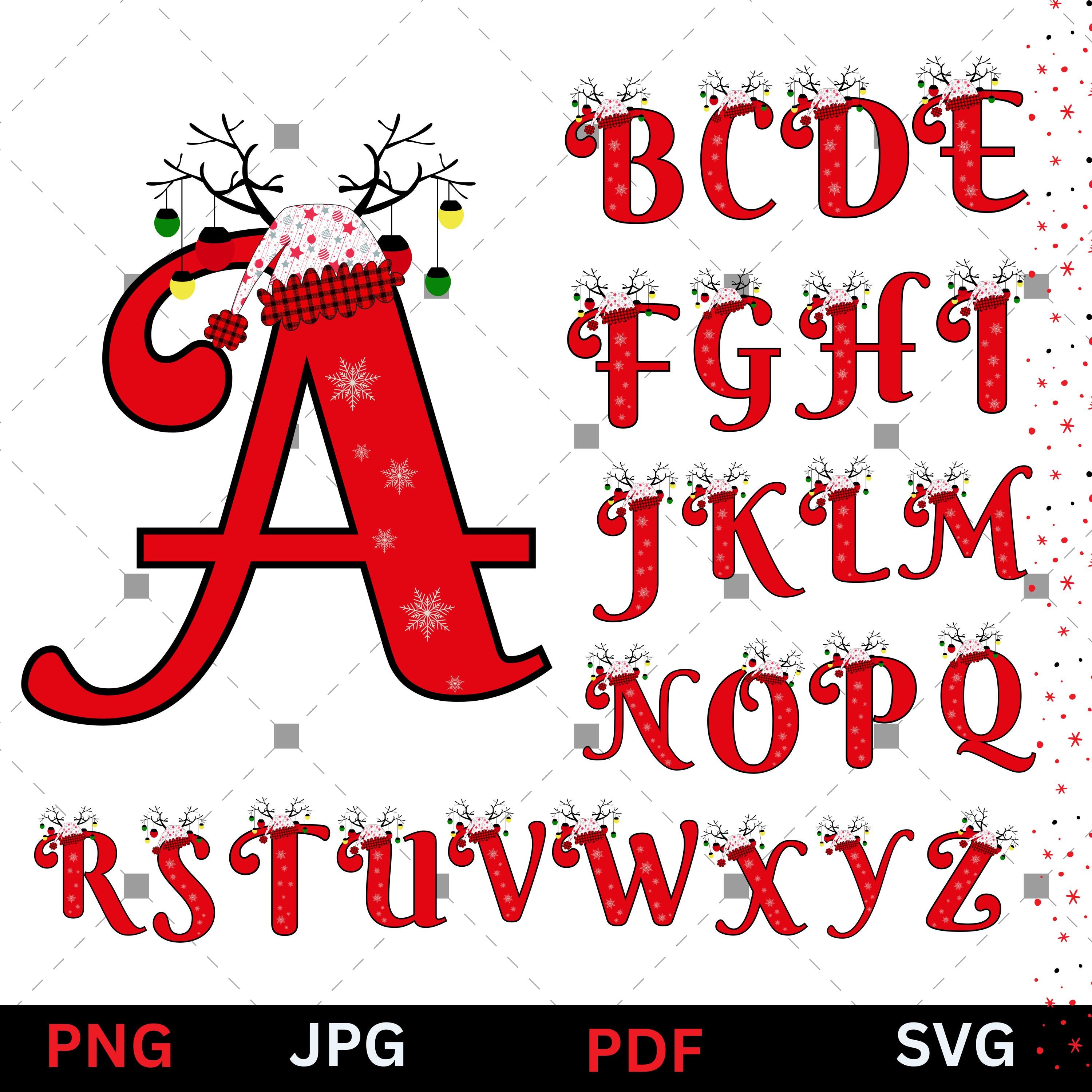 Christmas Monogram Alphabet Svg/png Christmas Split Alphabet SVG ...
