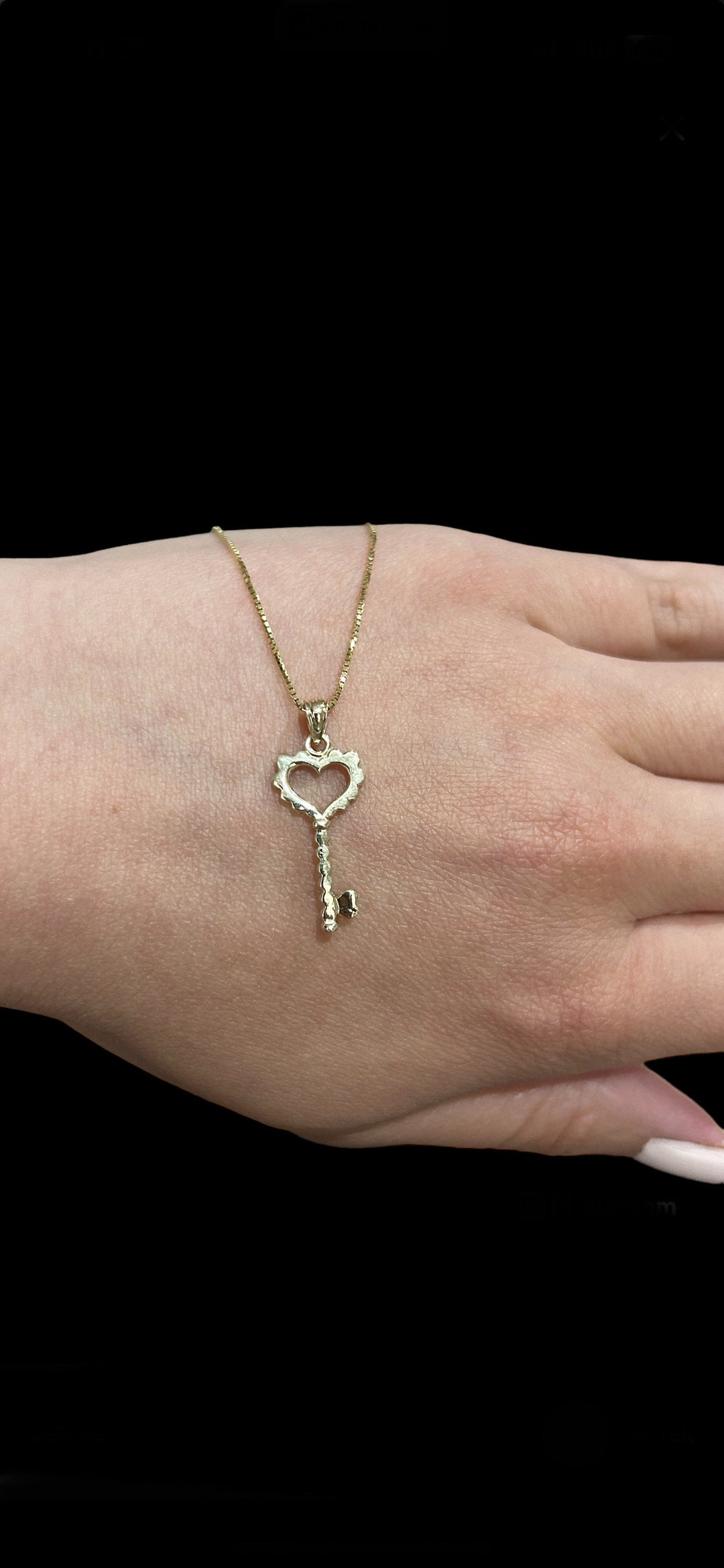 10k Real Gold Heart Key Pendant, Heart Key Gold Necklace, Gold Heart ...