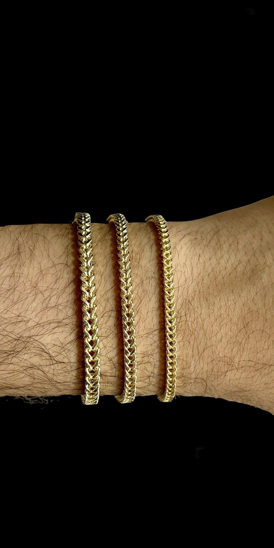 10k Real Gold Franco Bracelets Anklets, Mens Gold Wheat Bracelet, Mens ...