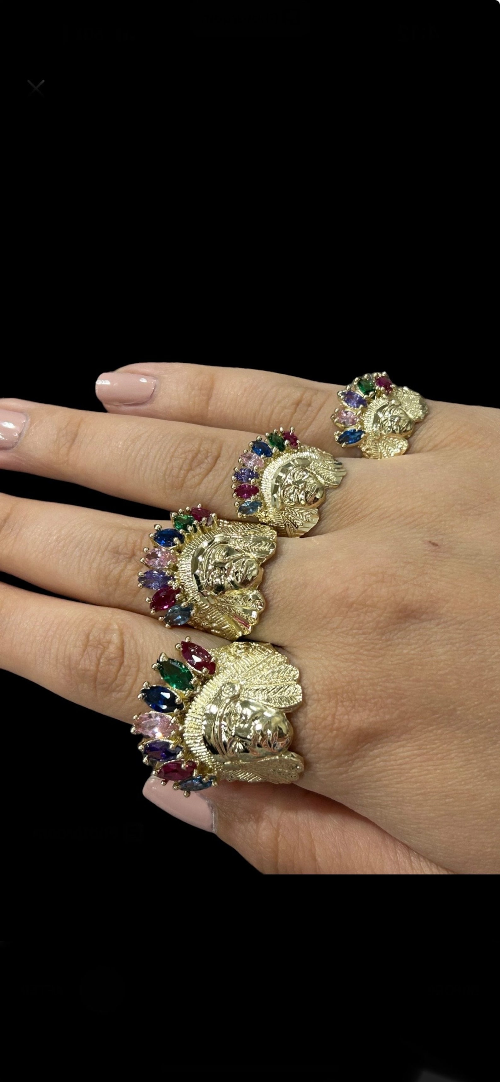 10k Real Gold Native American Ring, Mens Rainbow Indian Ring, Gold ...