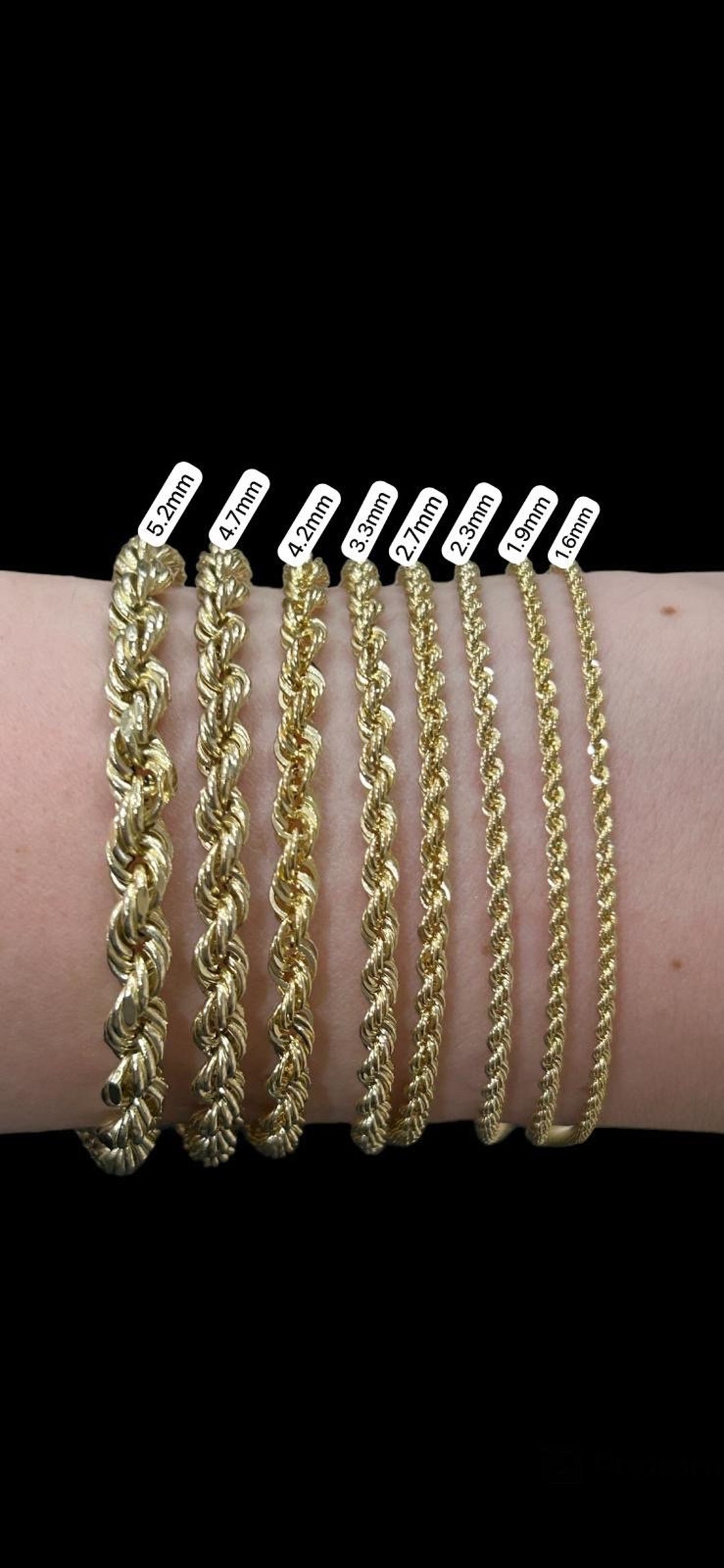 10k Real Gold Rope Bracelets for Men, Women Rope Bracelet Anklets, 10k ...