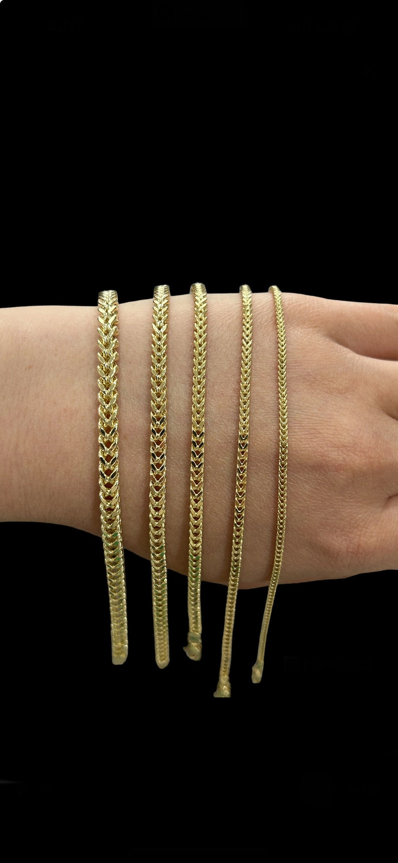 10k Real Gold Franco Bracelets Anklets, Diamond Cut Gold Wheat Bracelet for Men, Women Gold Box ...