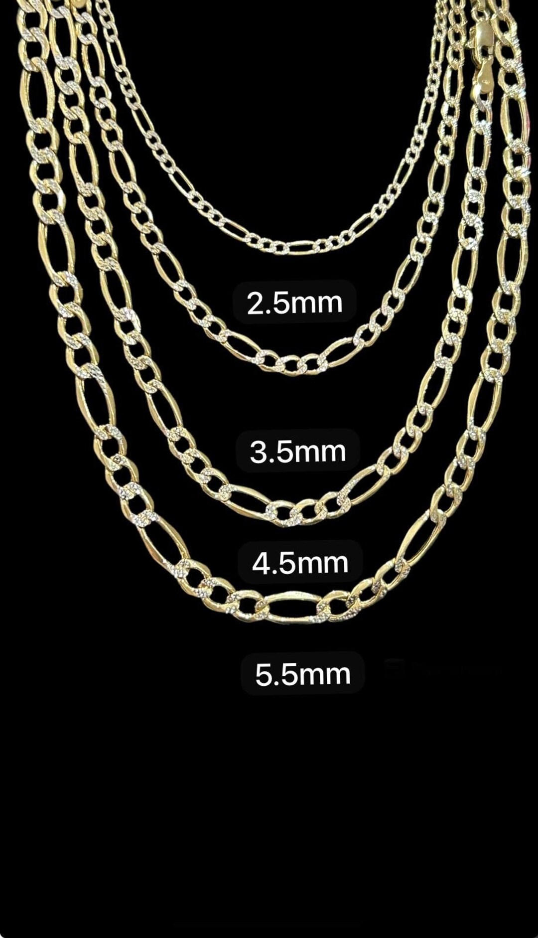 10k Solid Gold Figaro Chain Necklaces, Two Tone Figaro Chains, Ladies ...