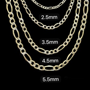 10k Solid Gold Figaro Chain Necklaces, Two Tone Figaro Chains, Ladies ...