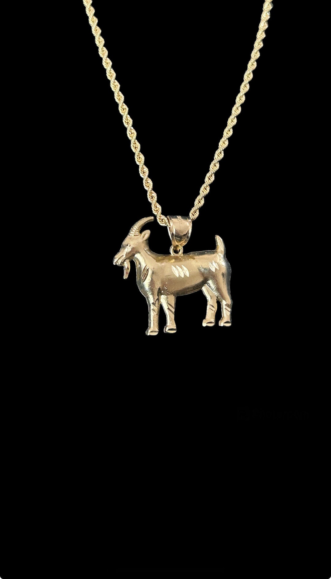 10k Real Gold Goat Pendant Charm, Mens Gold Goat Necklace, Solid Gold ...
