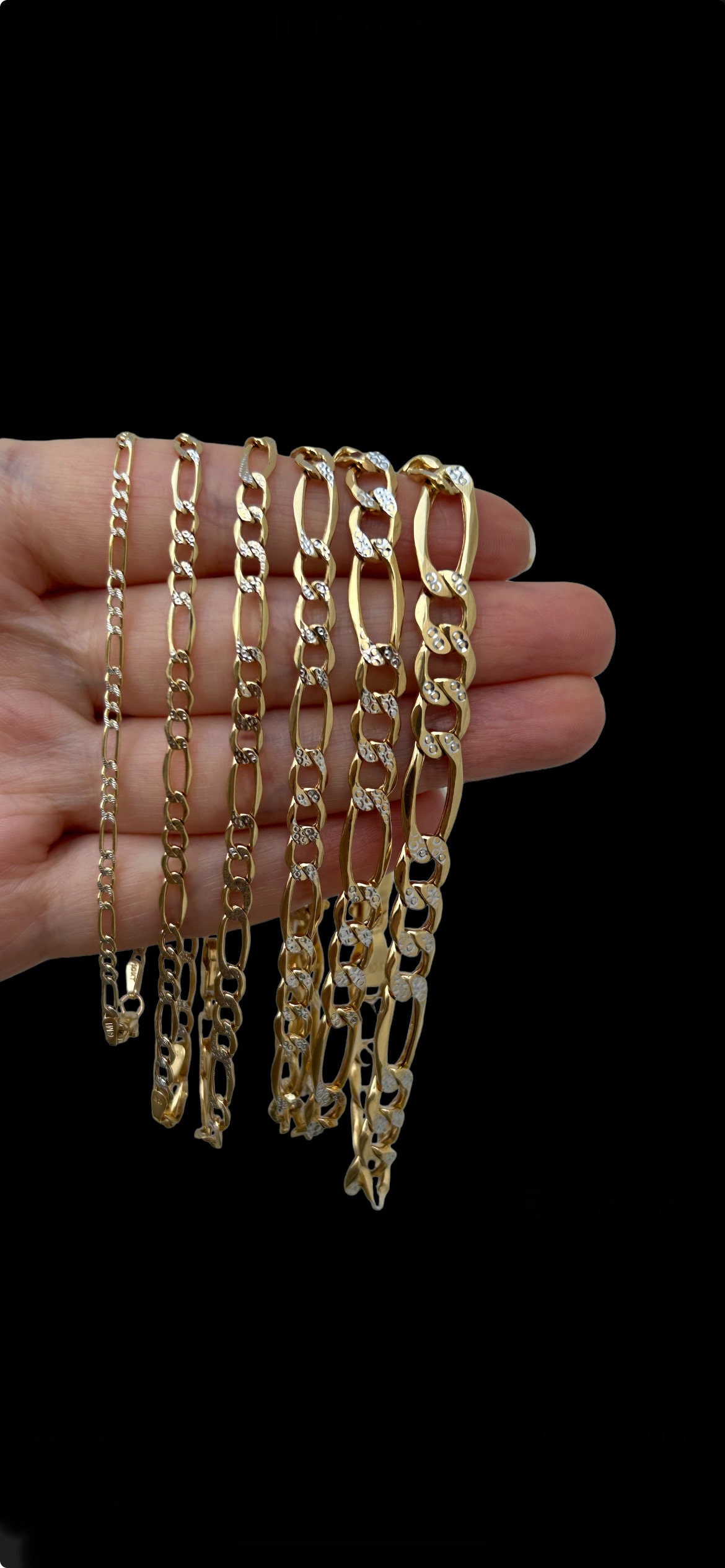 10k Gold Two Tone Figaro Bracelets , Two Tone Anklets, Link Bracelets ...