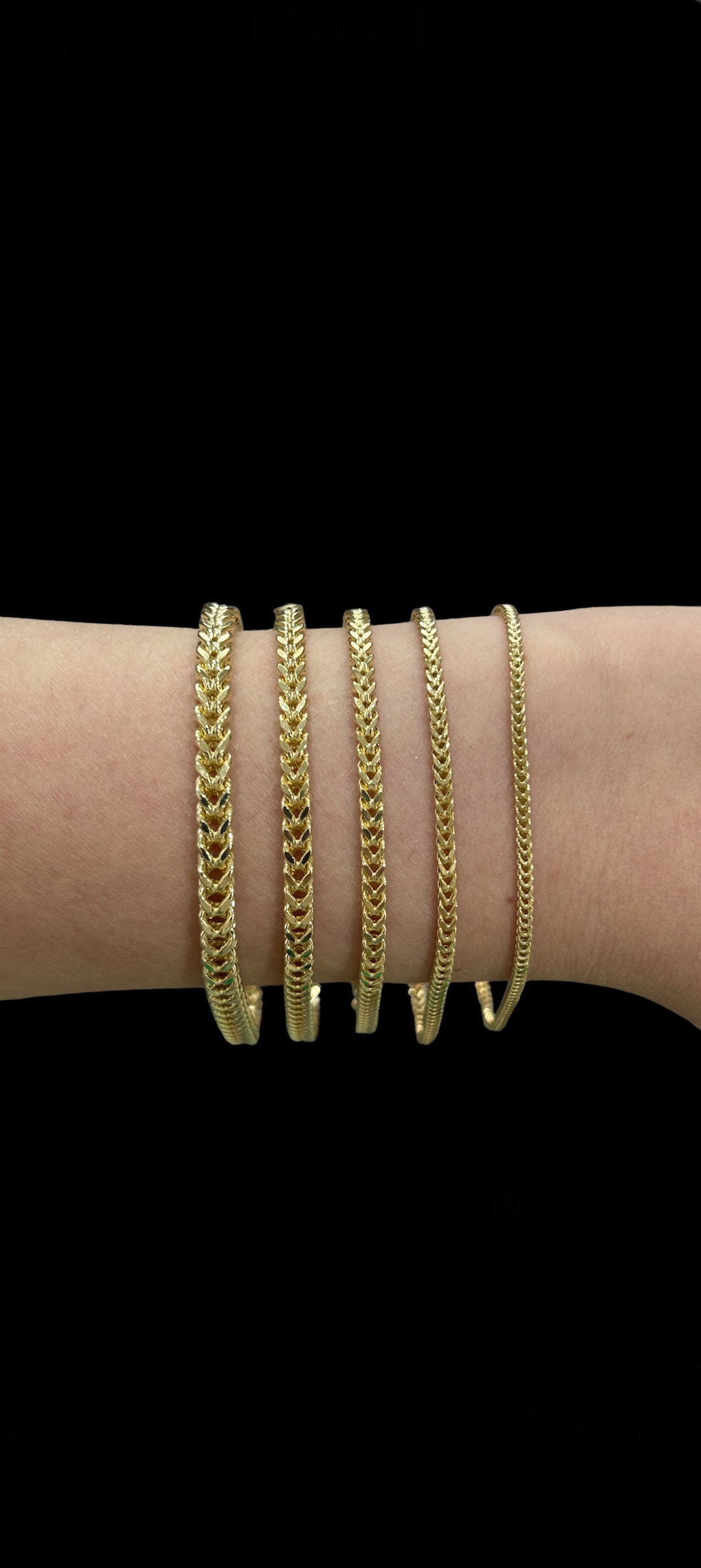 10k Real Gold Franco Bracelets Anklets, Diamond Cut Gold Wheat Bracelet ...