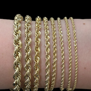 10k Real Gold Rope Bracelets for Men, Women Rope Bracelet Anklets, 10k ...
