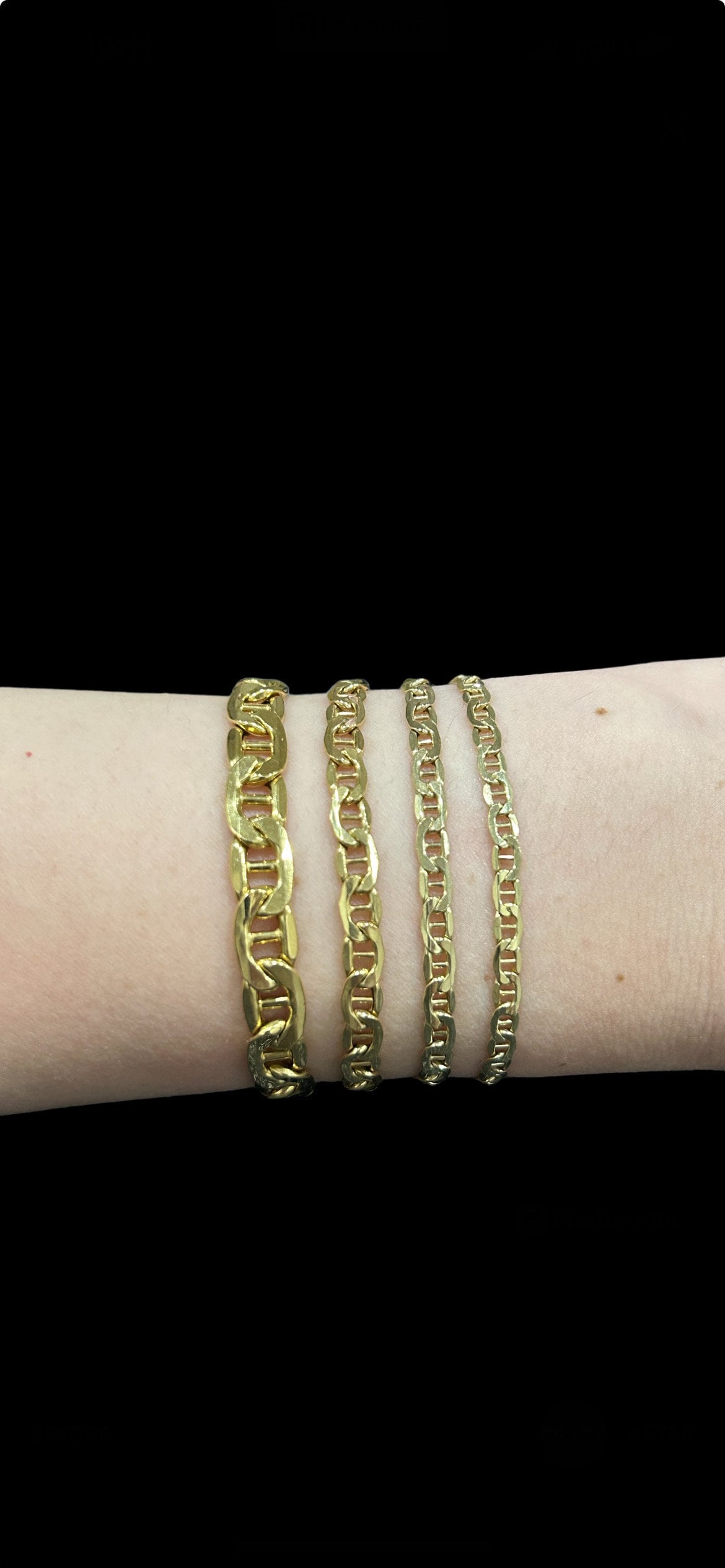10k Real Gold Mariner Anchor Link Chain Bracelet Anklet, Mens Gold ...