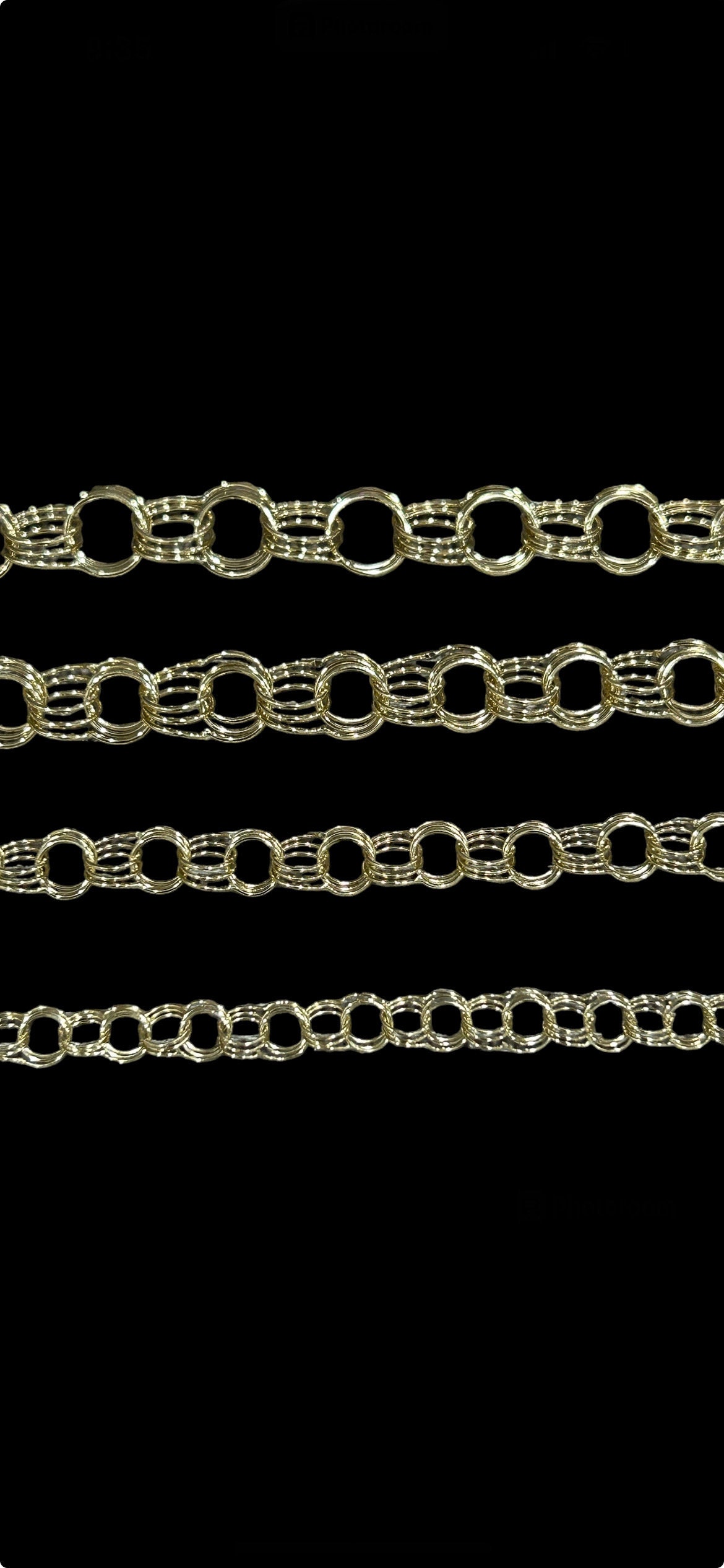 10k Real Gold Triple Link Charm Bracelets, Gold Rolo Chain Bracelets ...