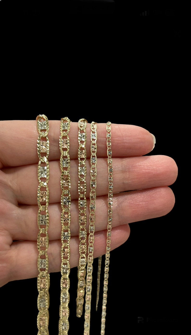 14k Real Solid Gold Tricolor Valentino Chains, Diamond Cut Gold ...