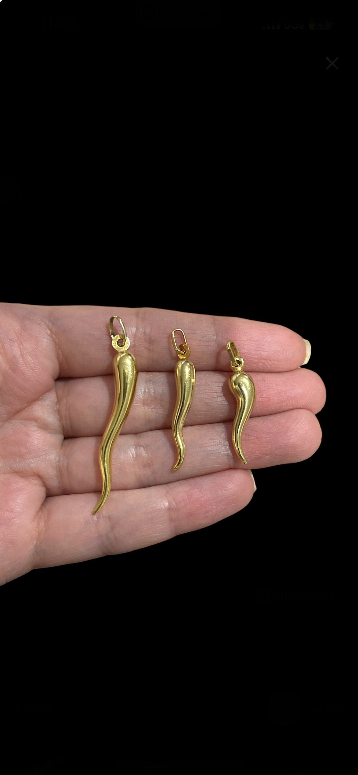 14K Real Gold Cornicello Italian Horn Necklace, Ladies Italian Horn ...