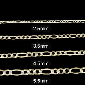 10k Solid Gold Figaro Chain Necklaces, Two Tone Figaro Chains, Ladies ...