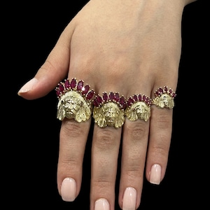 10k Real Gold Ruby Red Native American Ring, Mens Gold Native American ...