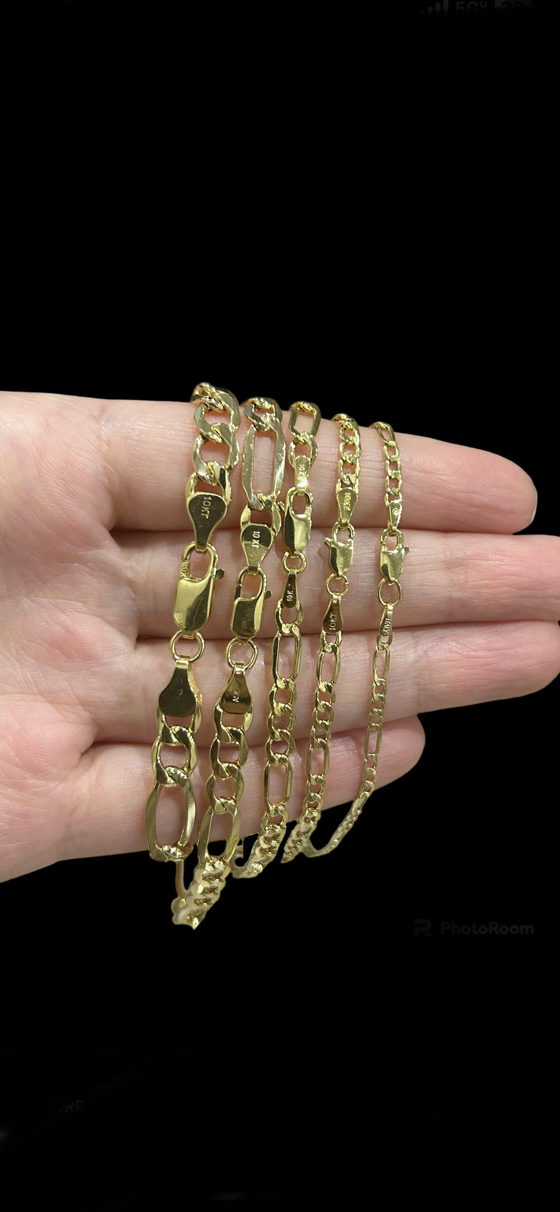 10k Real Gold Figaro Chain Necklace , Chain Link Chains , Gold Fargo ...