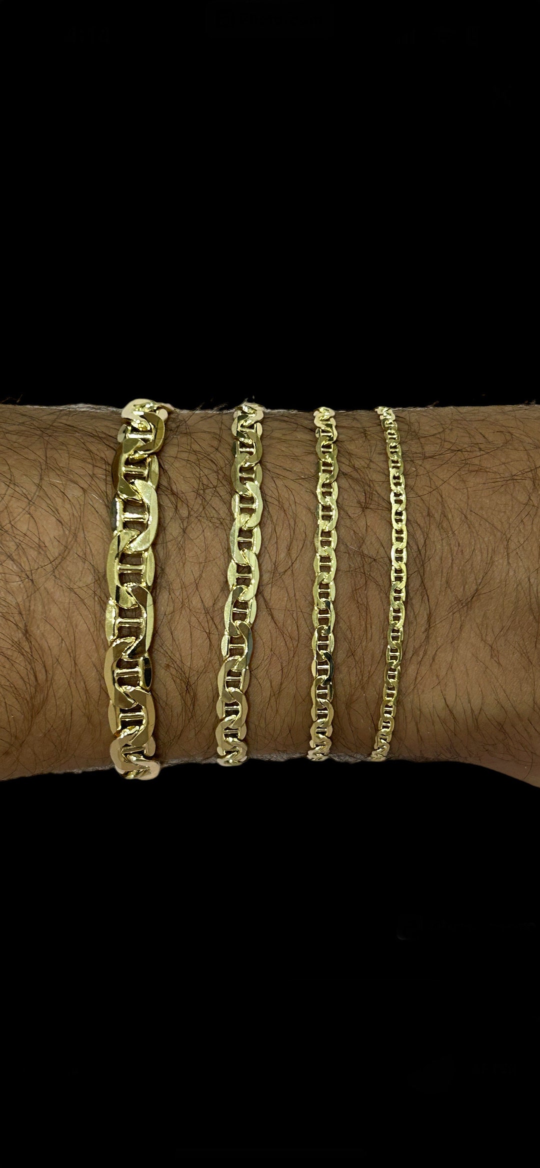 10k Real Gold Mariner Anchor Link Chain Bracelet Anklet, Mens Gold ...