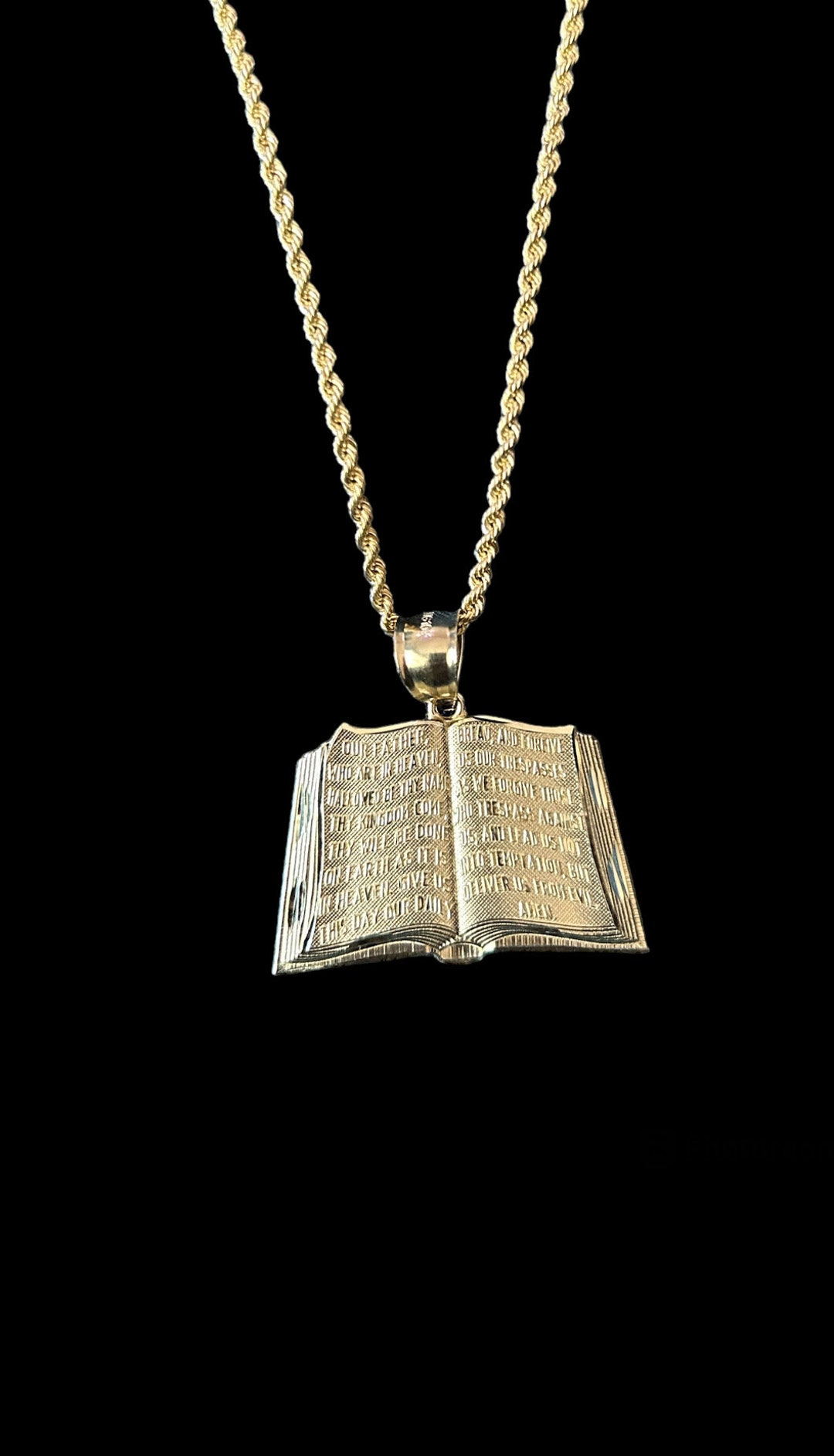 10k Real Gold Bible Pendant Charm, Mens Gold Bible Necklace, Solid Gold ...