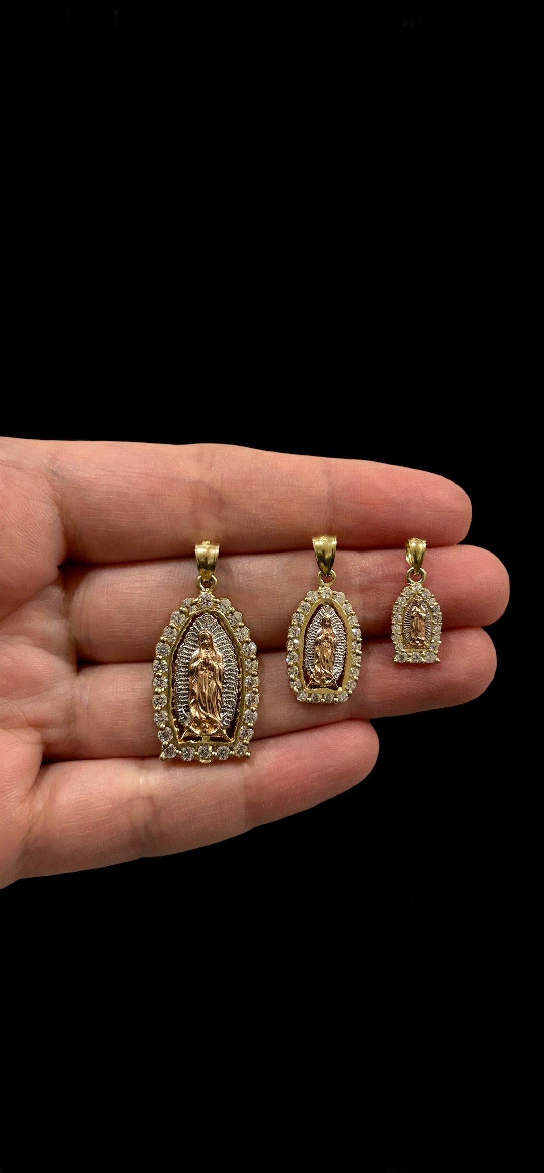 10k Real Gold Tricolor .5 2 TCW Diamond Guadalupe Pendant Charm ...